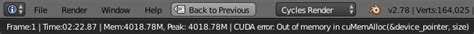 Rendering Cycles Cuda Out Of Memory On Final Render But Not On Preview Blender Stack Exchange