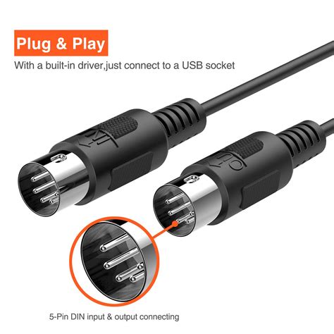 Lekato Usb Midi Cable Midi To Usb Cable 65ft
