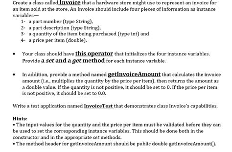 Solved Create A Class Called Invoice That A Hardware Store Chegg
