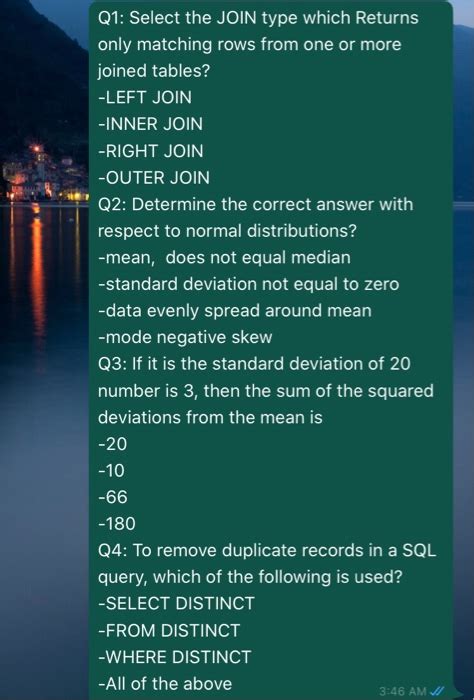 Solved Q1 Select The Join Type Which Returns Only Matching