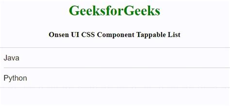 Onsen Ui Css Component Tappable List Geeksforgeeks