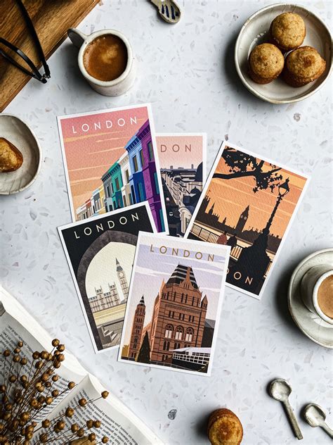 Set Of 5 London Vintage Postcards Paper And Cities