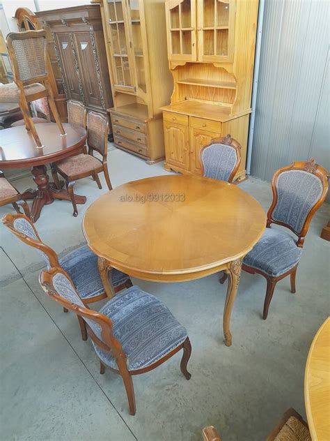 Масивна Барокова Маса с 4 Барокови Стола внос от Германия Маса Мебели за дома и офиса