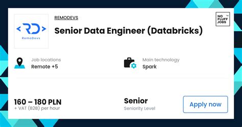 Senior Data Engineer Databricks Job Data Remodevs Remote No Fluff Jobs