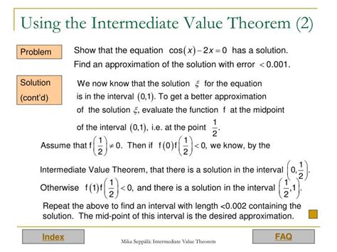 Ppt 4 1 Intermediate Value Theorem For Continuous Functions