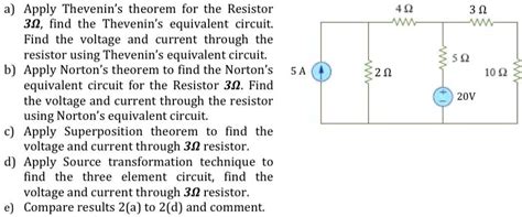 Solved A Apply Thevenins Theorem For The Resistor 3 Find The Thevenins Equivalent Circuit
