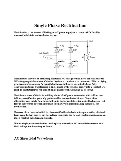Single Phase Rectification Pdf Rectifier Root Mean Square