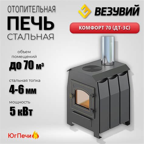 Печь отопительная Везувий "Комфорт 70" (ДТ-3C) купить на OZON по низкой ...
