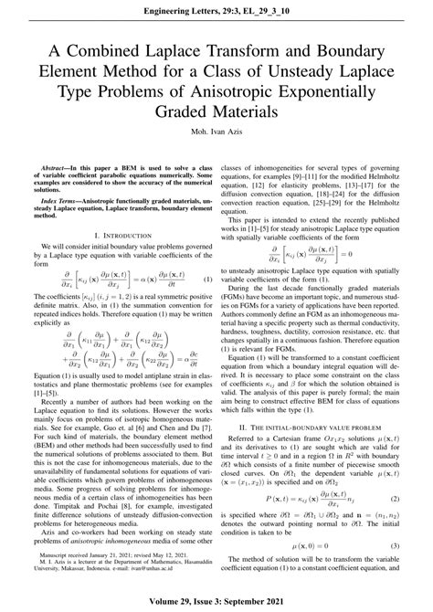 Pdf A Combined Laplace Transform And Boundary Element Method For A Class Of Unsteady Laplace