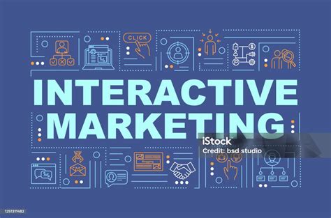 인터랙티브 마케팅 및 리드 세대 단어 개념 배너 방문자 매력 청록색 배경에 선형 아이콘이 있는 인포그래픽 격리된 타이포그래피 벡터 개요 Rgb 색상 그림 리드 생성에 대한