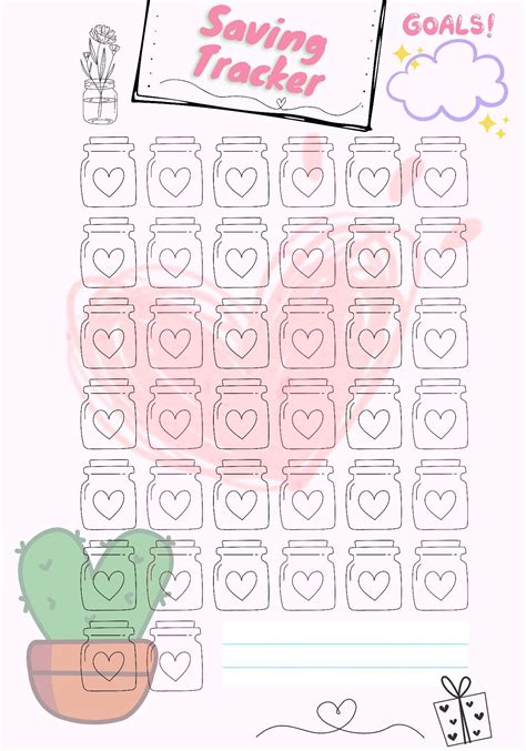 Money Saving Challenge Printable Blank Savings Tracker Savings