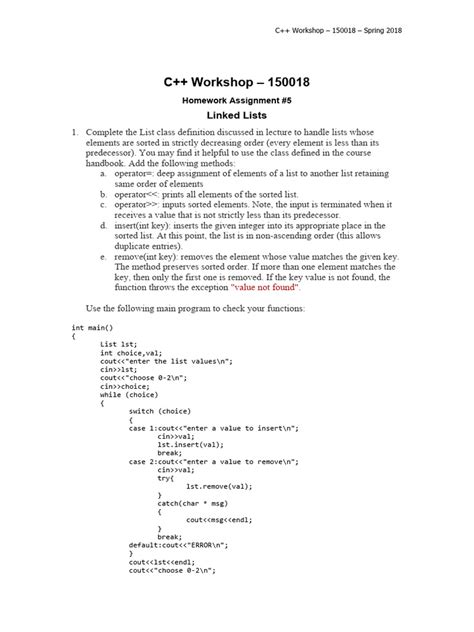 Homework Assignment 5 Linked Lists Pdf Function Mathematics