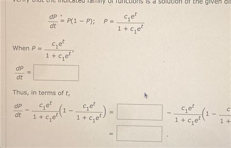 solved dpdt p 1 p p c1et1 c1etwhen p c1et1 c1etdpdt thus