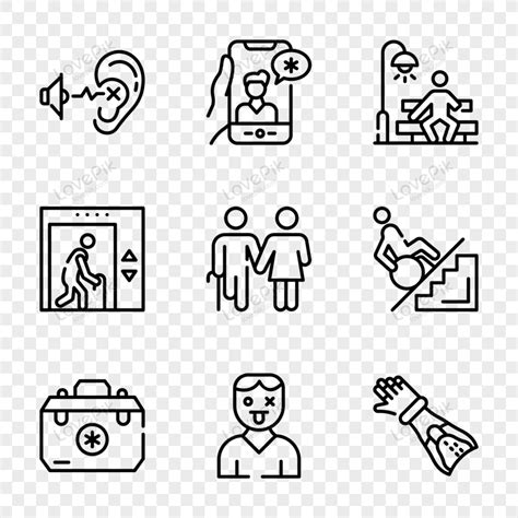 Set Of Medical And Accessibility Outline Icons Icon Person Setting Png Image And Clipart