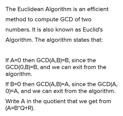 Using The Euclidean Algorithm The Euclidean Algorithm Is An Efficient