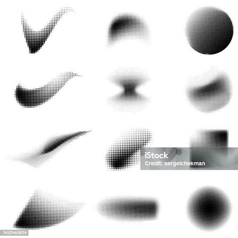 Halftone Effect Design Elements Halftone Shapes Stock Illustration
