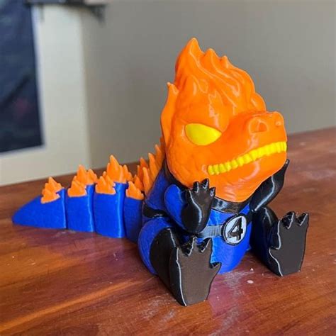 👹 Chibi Human Torch Zilla Mashup Articulated Flexi Toy・ Stl File For 3d Printing・cults