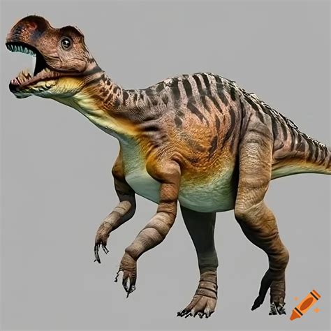 Hefty Hadrosaurus Dinosaur With Intricate Motley Color Pattern In Warm