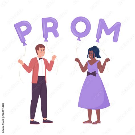 Friends Celebrating Prom Night And Dancing Semi Flat Color Vector Characters Editable Figures