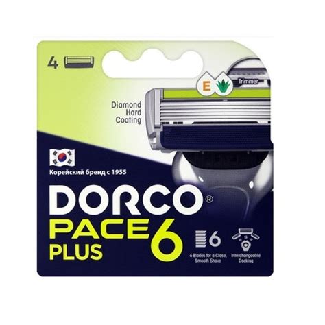 DORCO PACE 6 PLUS 4 шт., сменные кассеты с 6 лезвиями и триммером ...