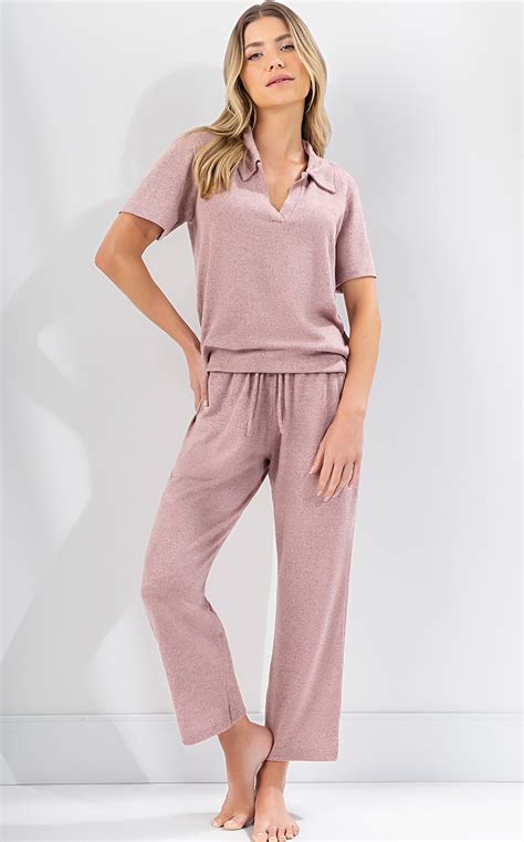 Pijama Blusa Manga Curta Com Capri Claudia Compre Online