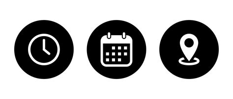 Time Date And Address Icon Vector Isolated On Circle Background Vector Art At Vecteezy