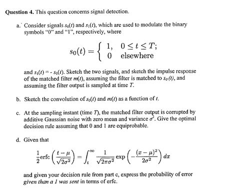 Solved Uestion This Question Concerns Signal Detection Chegg
