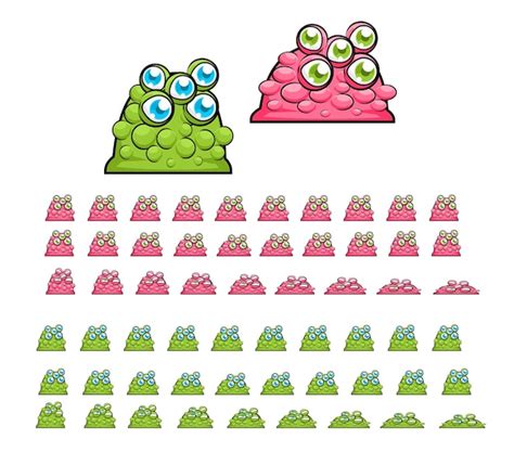 Alien Slime Personagem Animado Sprite Vetor Premium