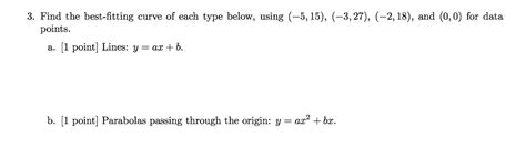 solved find the best fitting curve of each type below using