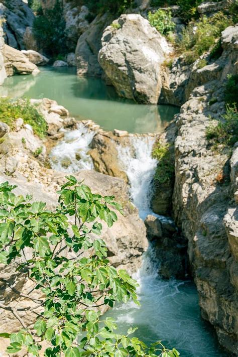 Small Waterfall Of A Stream In Sunny Nature Stock Image Image Of Spring Forest 377686949