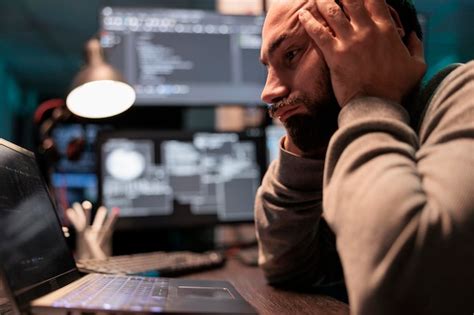 premium photo stressed sad developer programming server database