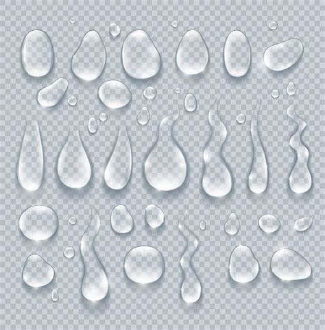 Pure Clear Water Drops Realistic Isolated Set Vector Illustration 23023189 Vector Art At Vecteezy
