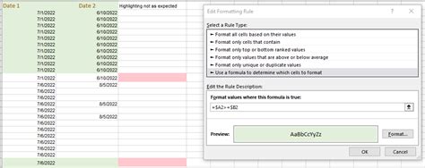 Excel Conditional Formatting Results Not A Expected Stack Overflow