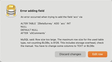Mysql Mariadb Row Size Too Large Databases Xojo Programming Forum
