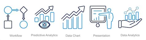 premium vector a set of 5 data analytics icons as workflow predictive