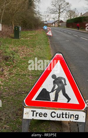 Tree Cutting Warning Sign Stock Photo Alamy