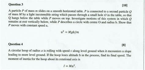 Solved Question A Particle P Of Mass M Slides On A Smooth Chegg