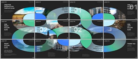 최소한의 프리 젠 테이 션 디자인 검은 배경에 원 요소가 있는 포트폴리오 벡터 템플릿입니다 프리 젠 테이 션 슬라이드 전단지