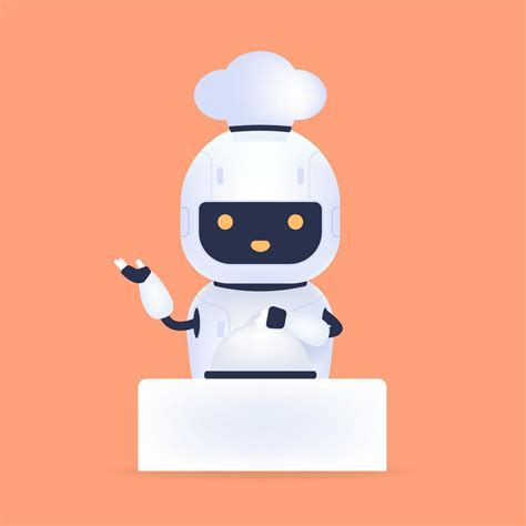 White Friendly Chef Robot With Food On Table Cooking Robot Artificial