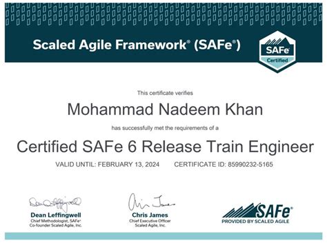 Mohammad N Khan Spc Rte On Linkedin Safe6 Rte Scaledagileframework