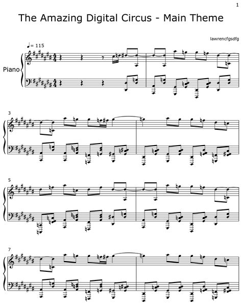 The Amazing Digital Circus Main Theme Sheet Music For Piano