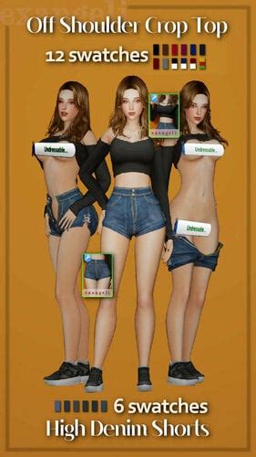 Off Shoulder Crop Top And Denim Shorts Clothing Loverslab