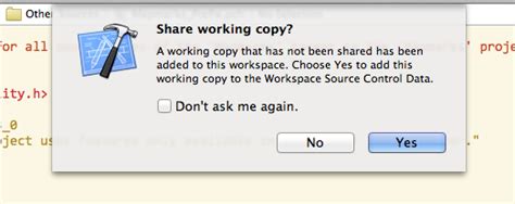Ios Share Working Copy In Xcode When Adding A Project Under Git