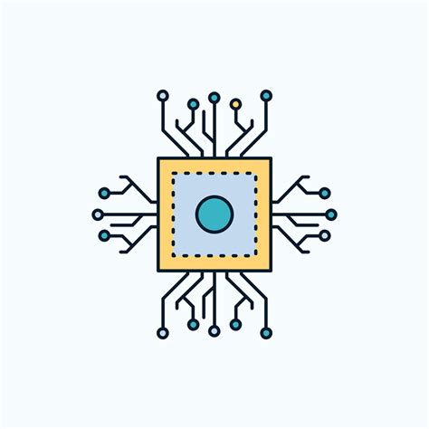 Chip Cpu Microchip Processor Technology Flat Icon Green And Yellow Sign And Symbols For