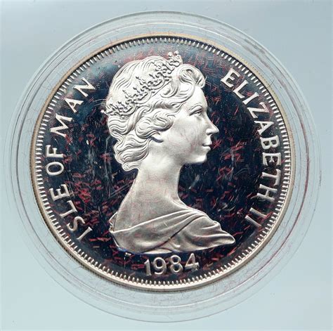 1984 Isle Of Man Elizabeth Ii Los Angeles Olympic Proof Silver Crown