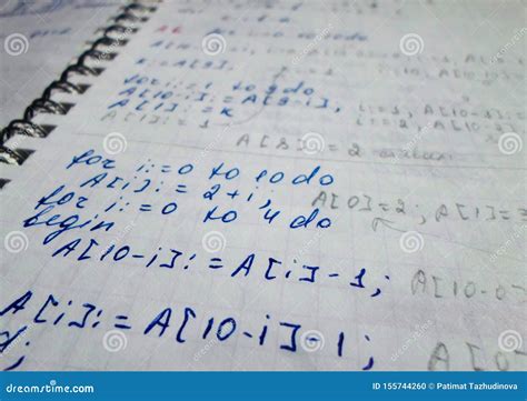 Pascal Program Written In A Notebook Side View The Work Of The Programmer And Sisadmida Stock