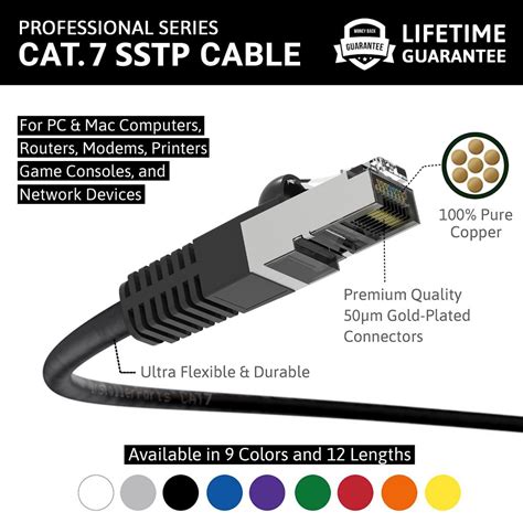 Ethernet Patch Cable Cat7 Cable Shield Black Professional Series