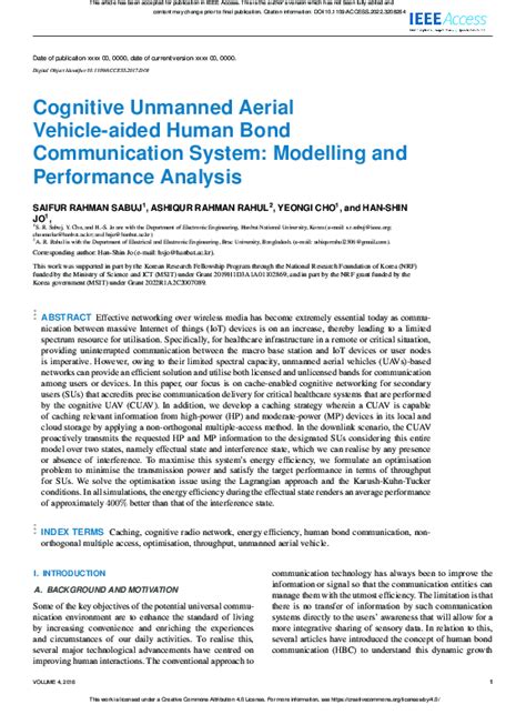 Pdf Cognitive Unmanned Aerial Vehicle Aided Human Bond Communication System Modelling And