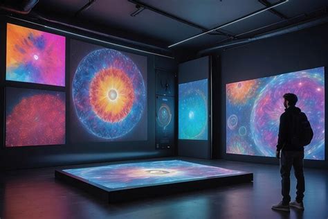 Art On A Ceilingmounted Rotating Disk With Interactive Projections