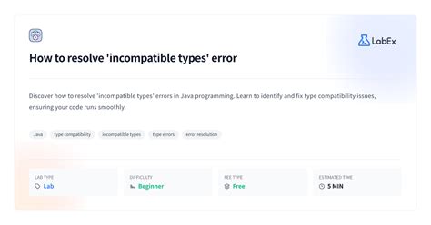 How To Resolve Incompatible Types Error Labex